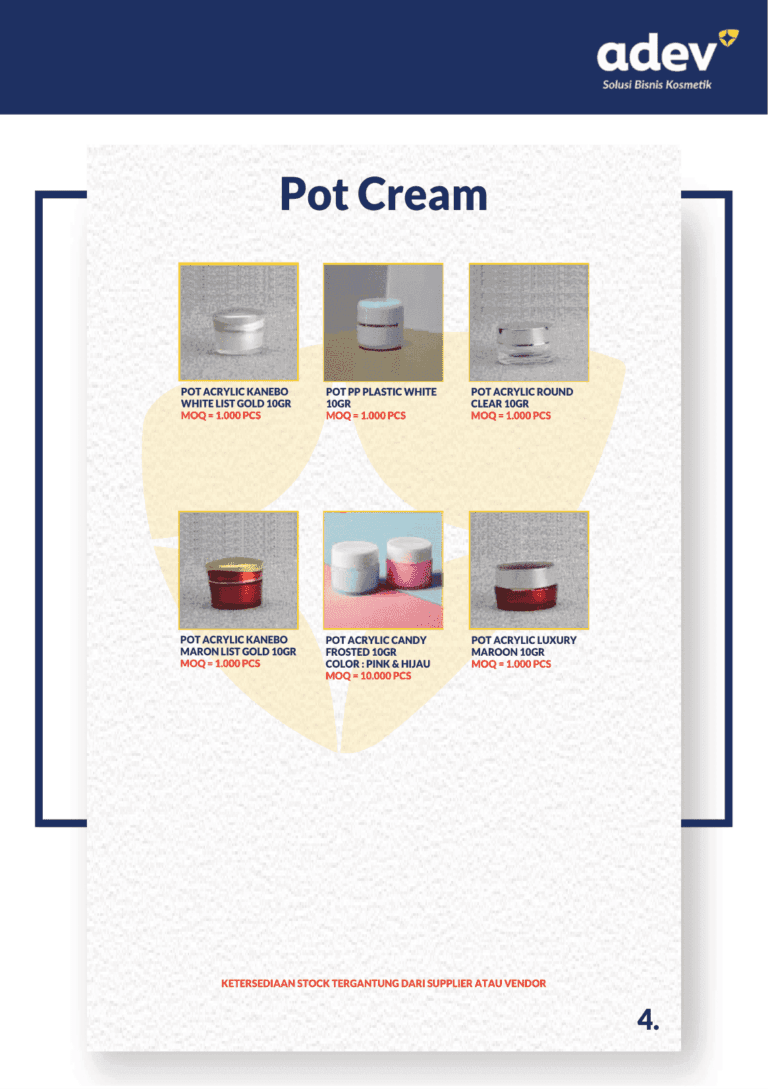 Kemasan Pot Cream untuk Produk Kosmetik / Skincare - PT Adev